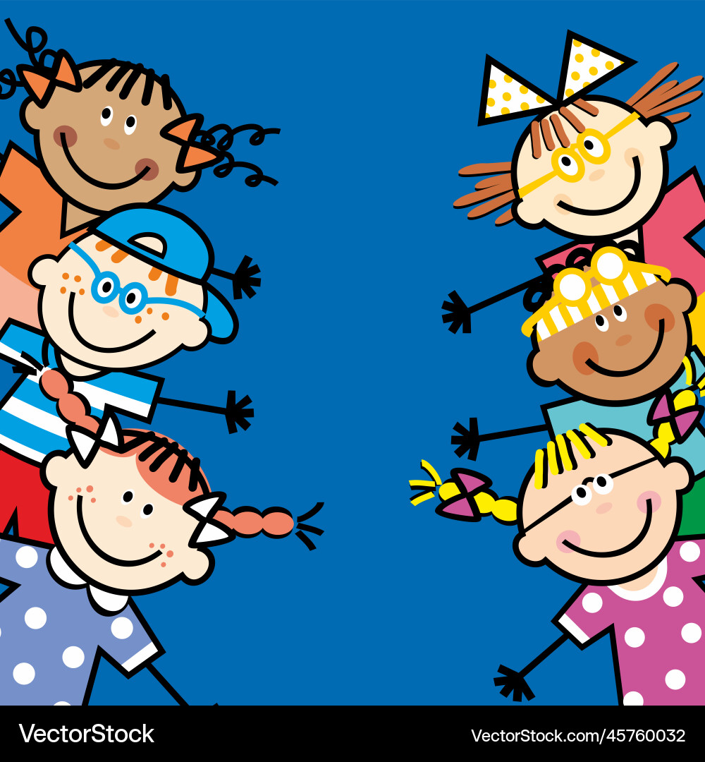 Happy kids banner blue page Royalty Free Vector Image
