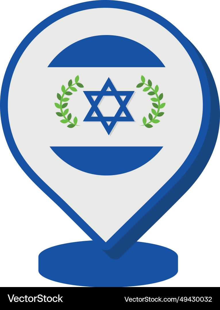 Israel peace flag pin location Royalty Free Vector Image