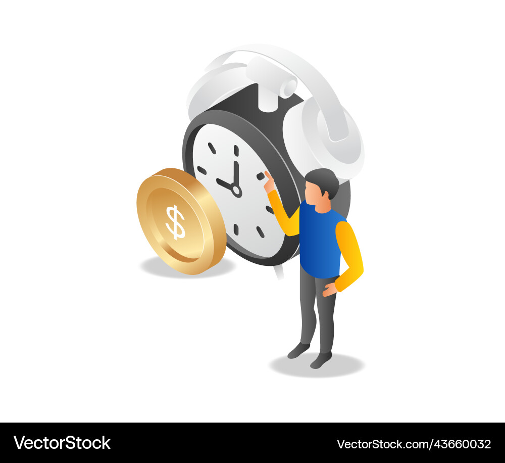 Man with business reminder alarm clock Royalty Free Vector