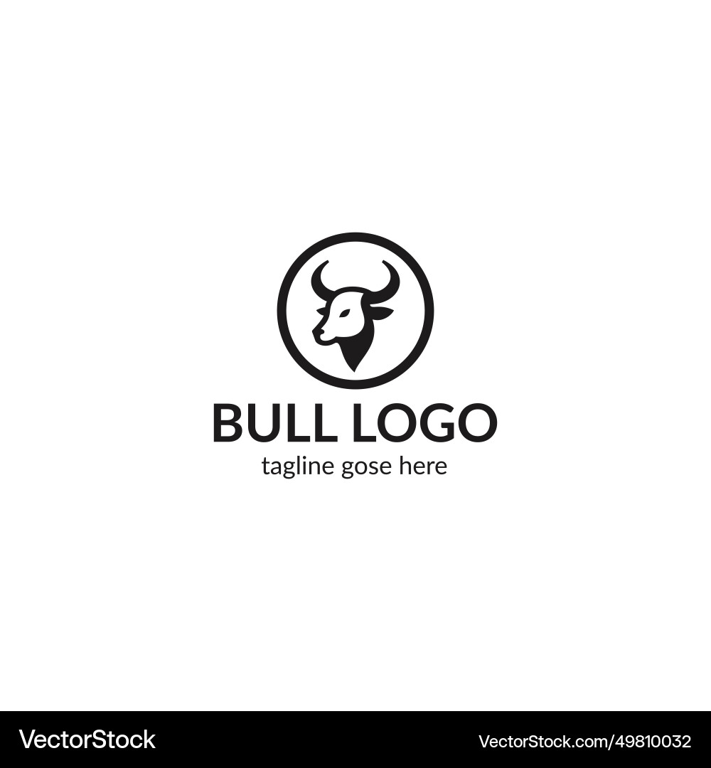 Minimalistic bull logo design in monochrome Vector Image
