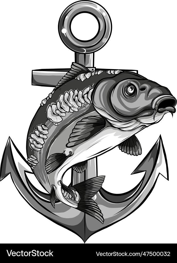 Monochromatic of carp fish Royalty Free Vector Image