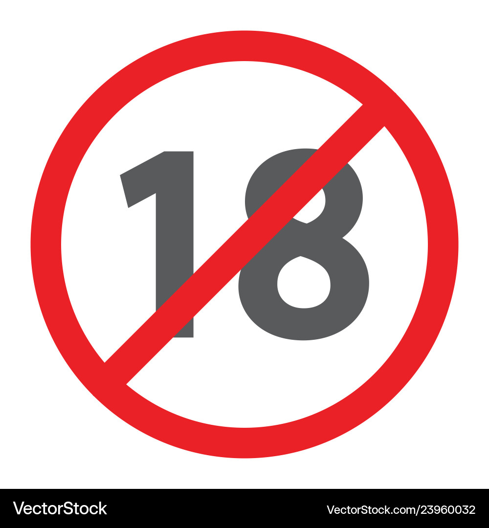 No 18 plus glyph icon prohibited and ban age Vector Image
