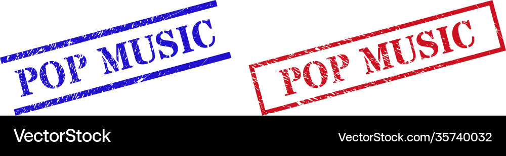 Pop music grunge rubber stamp seals with rectangle