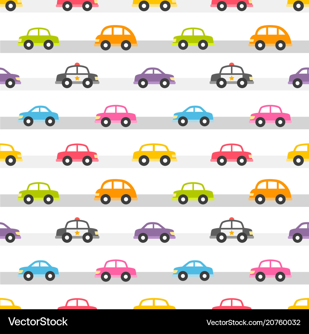 Seamless pattern with colorful cars on road Vector Image