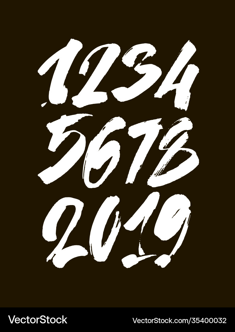 Set calligraphic acrylic or ink numbers abc Vector Image