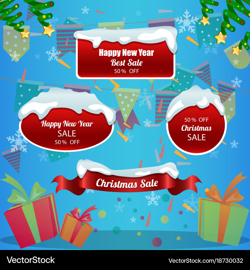 Set of winter promotion design template Royalty Free Vector