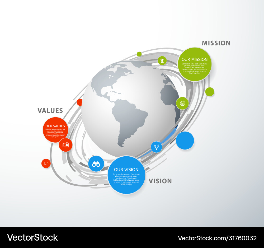 Template with colorful circles and mission vision Vector Image