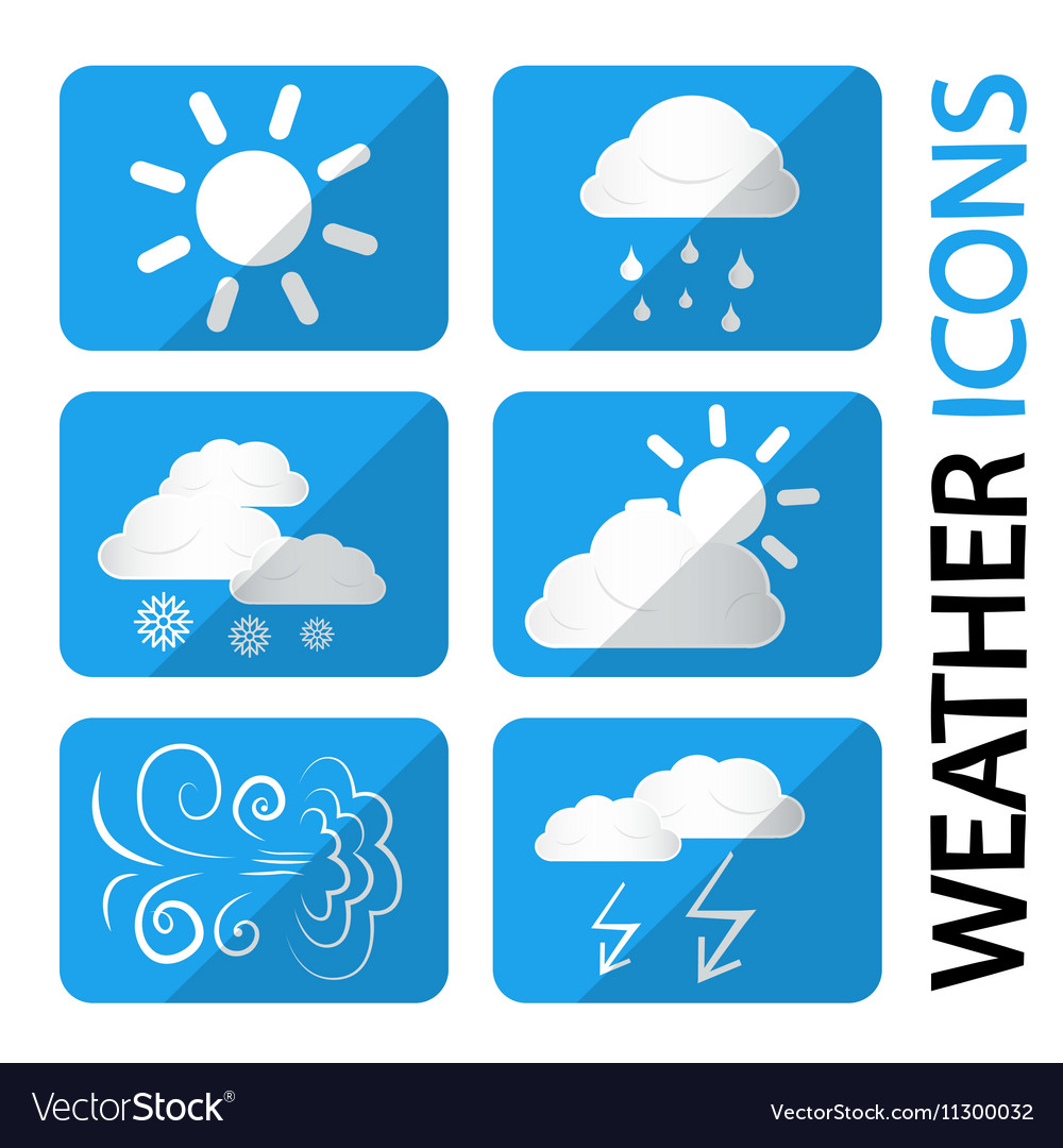Weather icons set symbols with clouds sun Vector Image