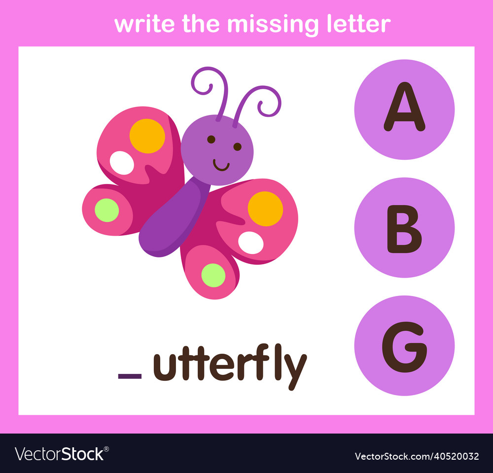 Write the missing letter Royalty Free Vector Image
