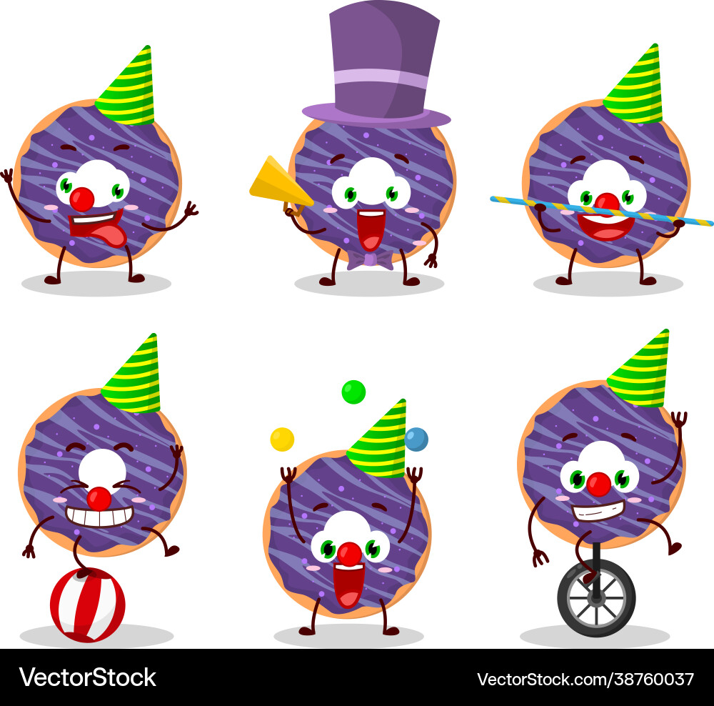 Character blueberry donut with various circus show