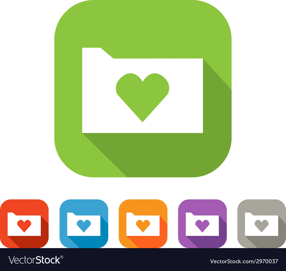Color set of flat folder with heart Royalty Free Vector