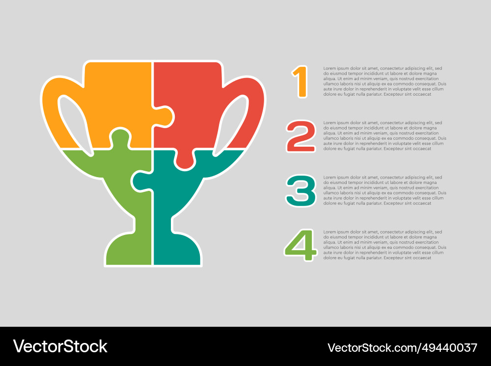 Diagram infographic 4 steps winner cup puzzle Vector Image