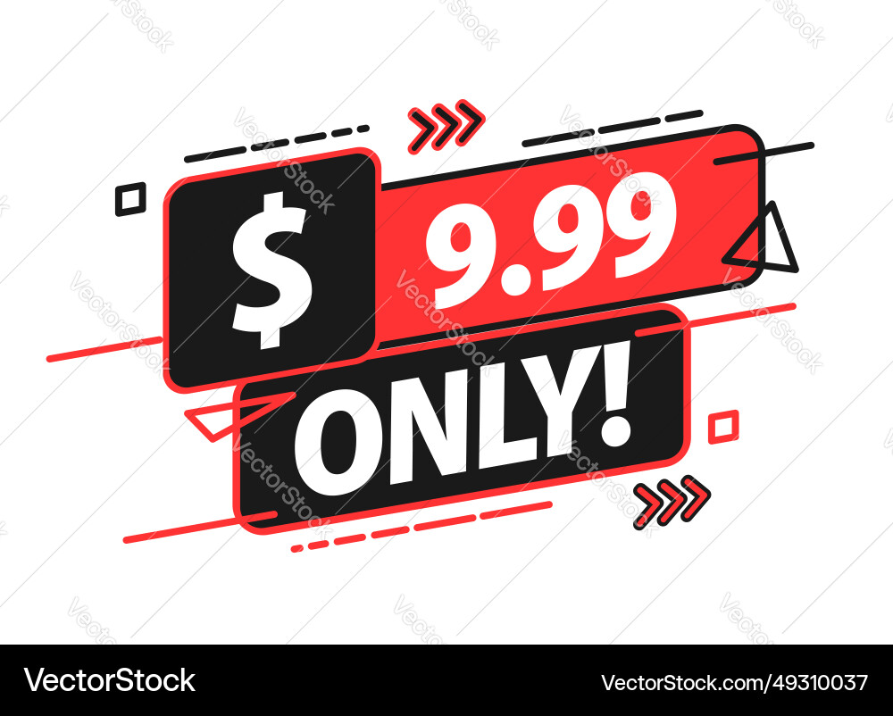 Dynamic 999 only price tag design in red Vector Image