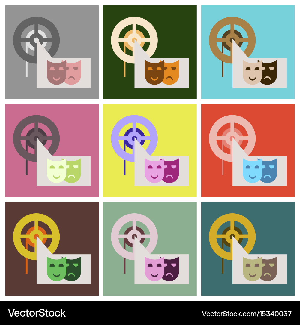 Flat icons set film mask Royalty Free Vector Image
