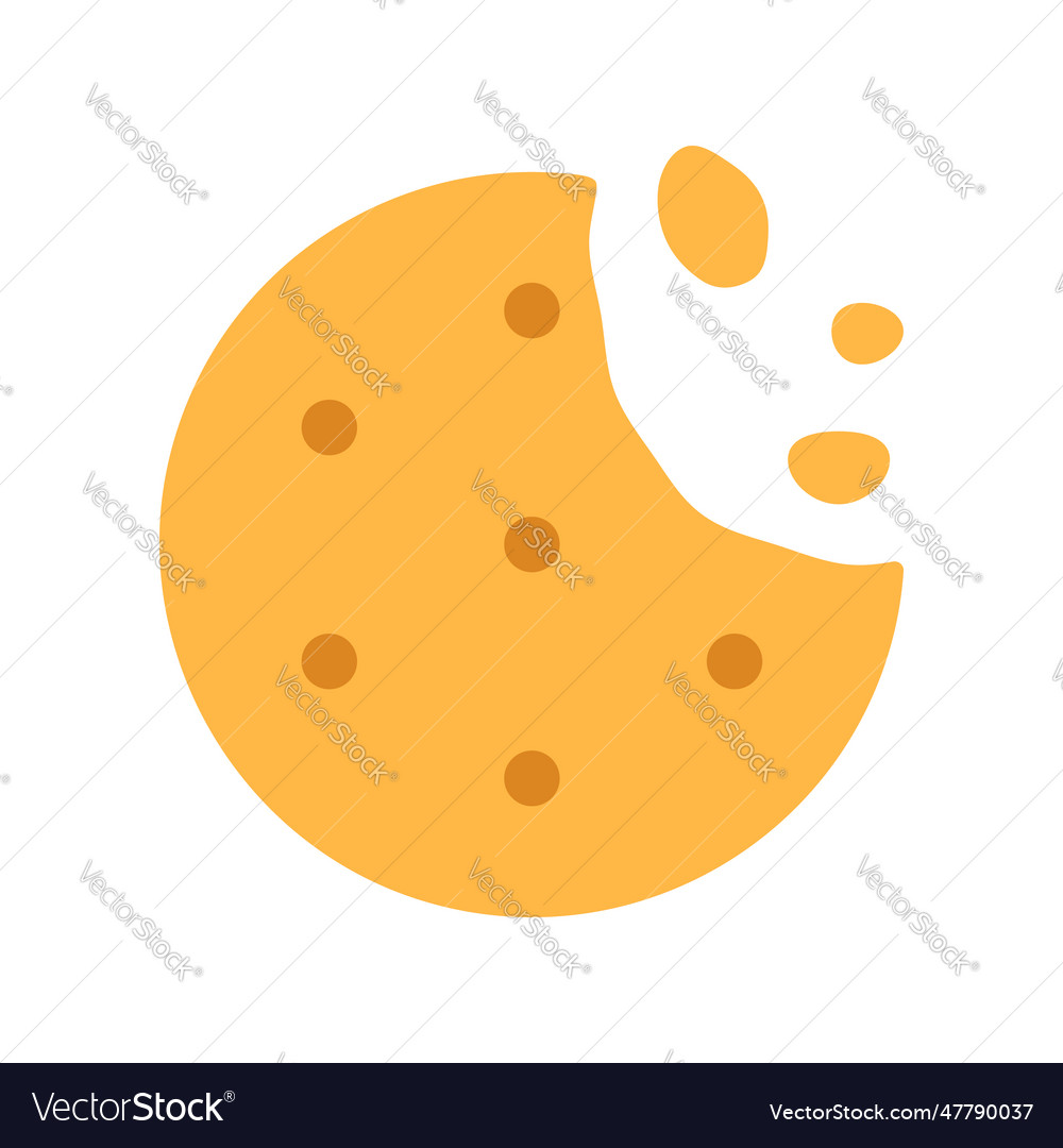 Flat round cracker with chips missing bite Vector Image