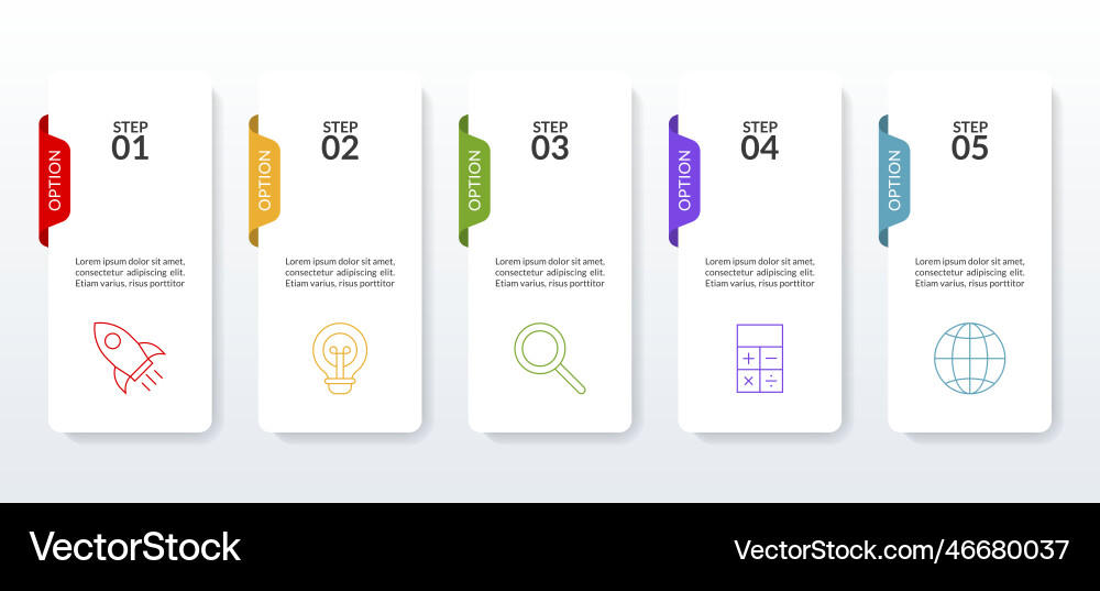 Infographics design template and icons with 5 Vector Image