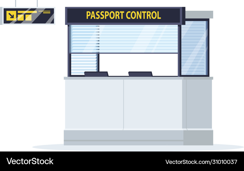 Passport control semi flat rgb color Royalty Free Vector