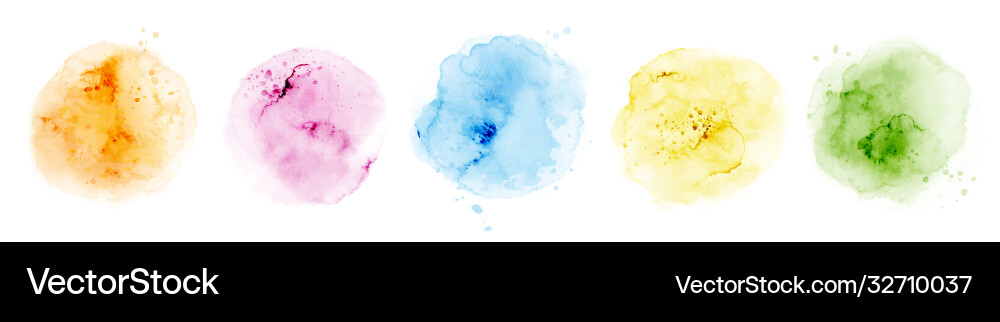 Set hand-painted splash pastel watercolor Vector Image