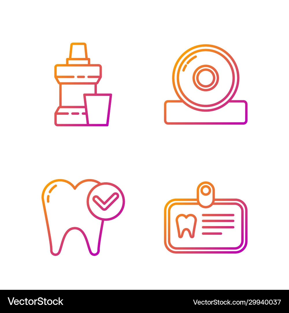 Set line id card with tooth tooth whitening Vector Image