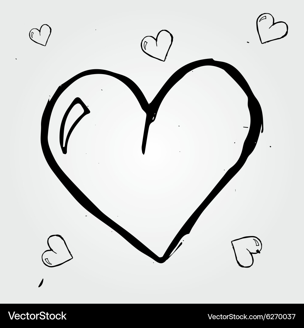 Set of white hearts hand drawn Royalty Free Vector Image