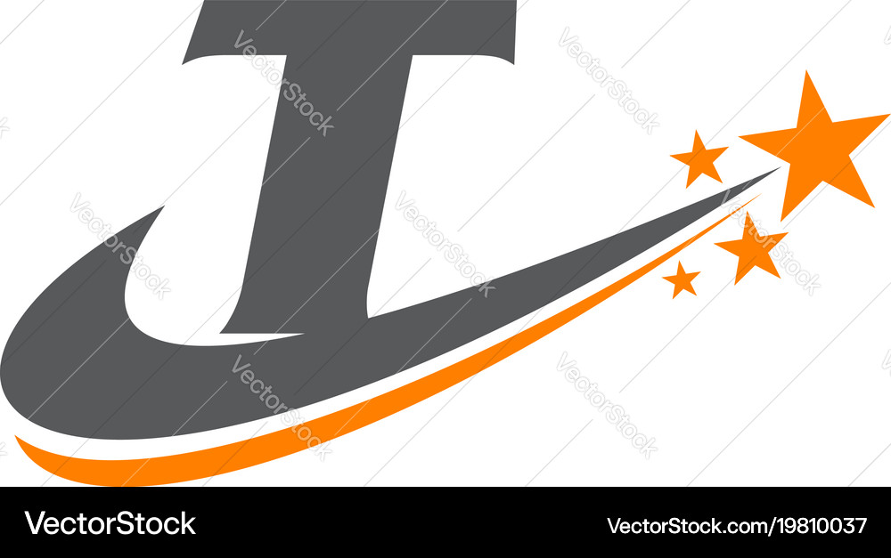 Star swoosh letter t Royalty Free Vector Image