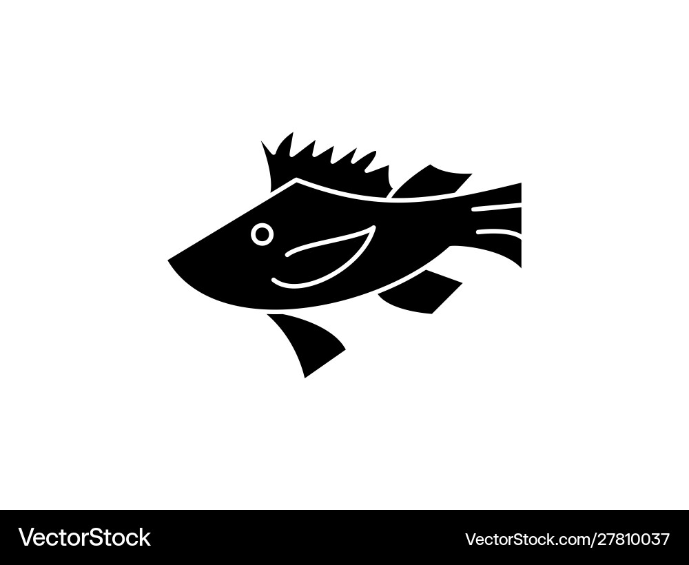 Unique fish icon in black style isolated on white Vector Image