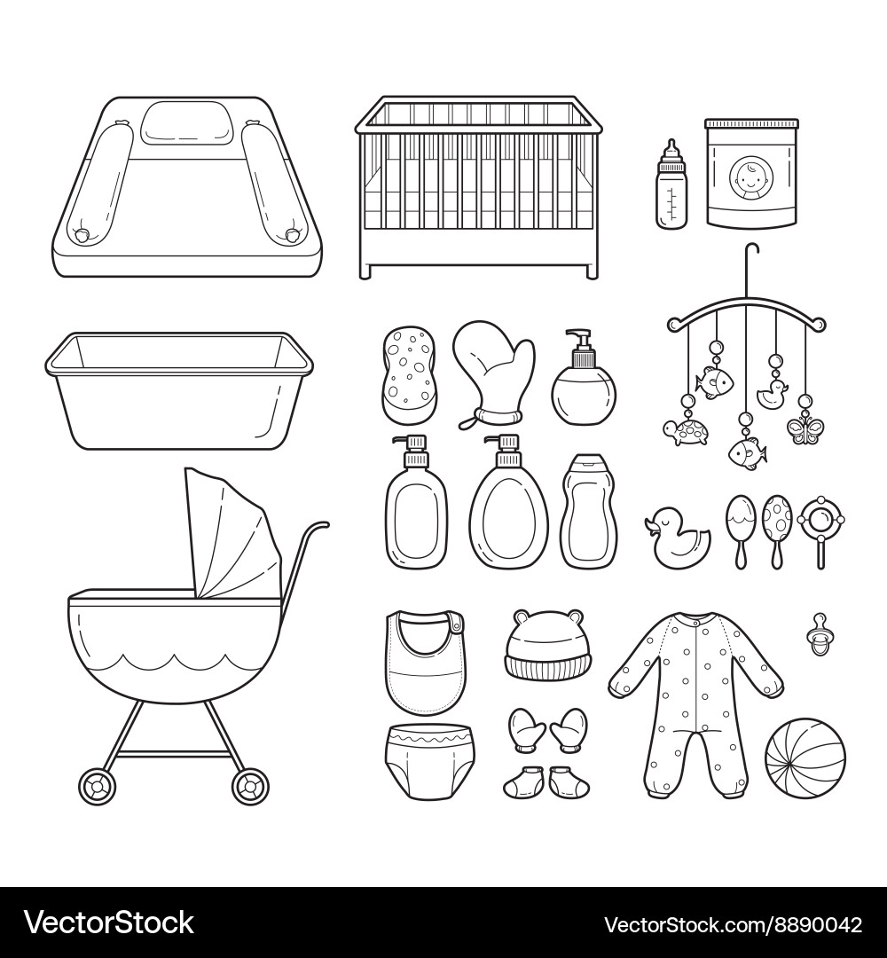 Baby icons set outline Royalty Free Vector Image