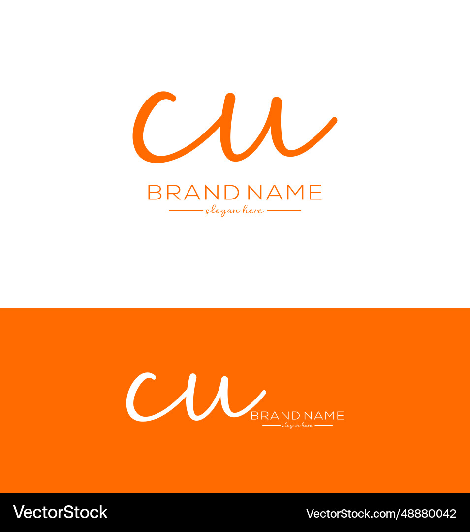 Cu letter handwriting signature logo icon Vector Image