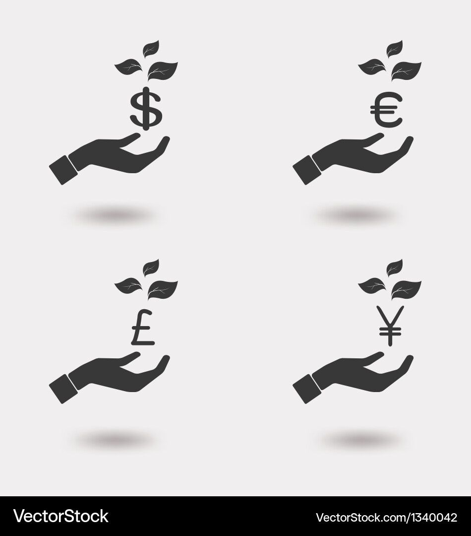 Hand with growing money icon Royalty Free Vector Image