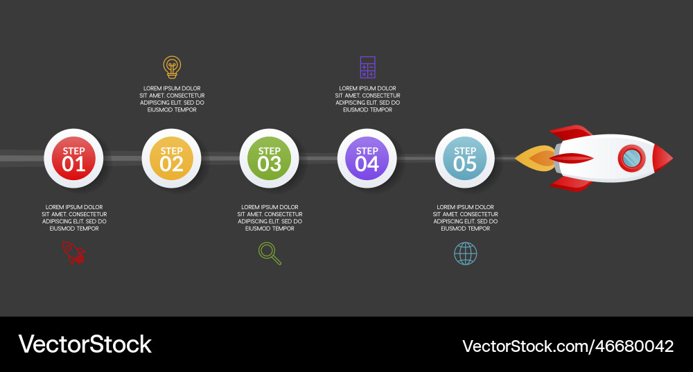 Infographics design template and icons with 5 Vector Image