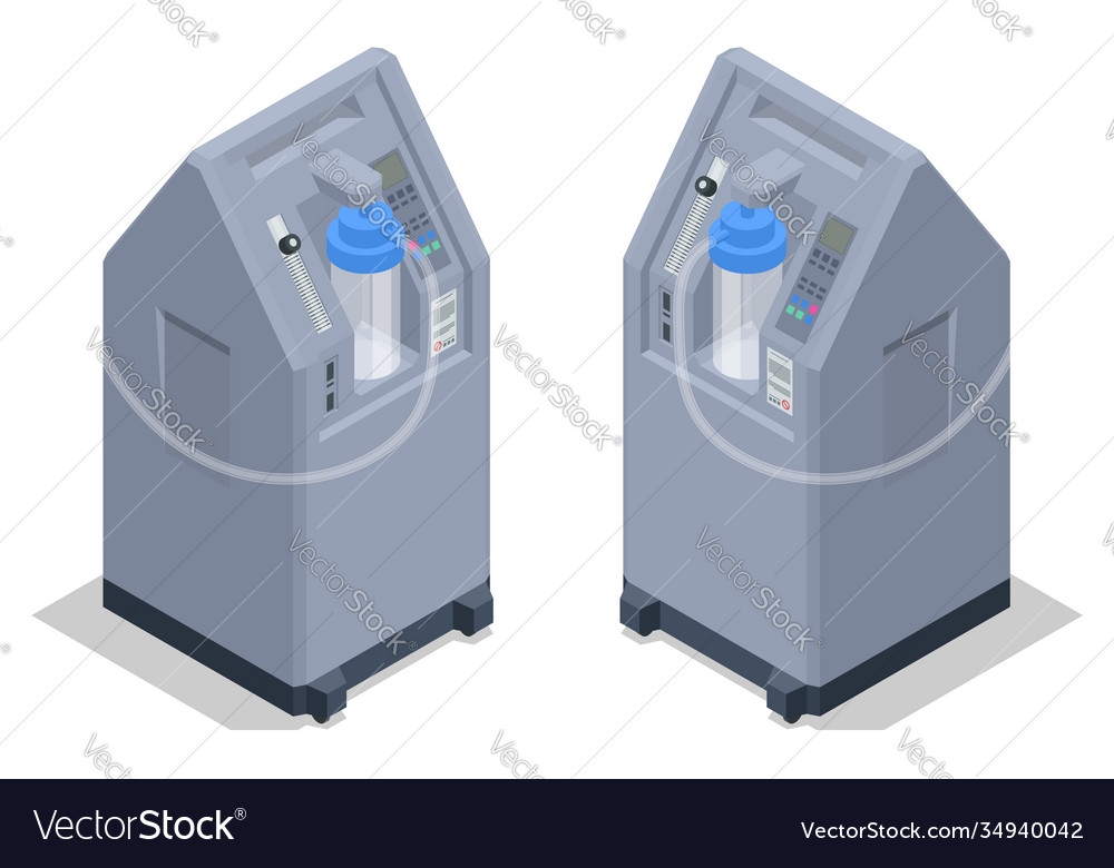Isometric home medical oxygen concentrator Vector Image