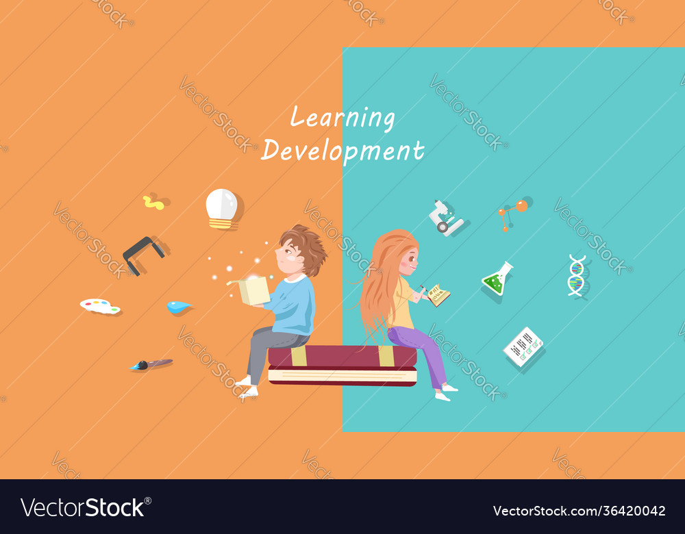 Learning and development education children study Vector Image