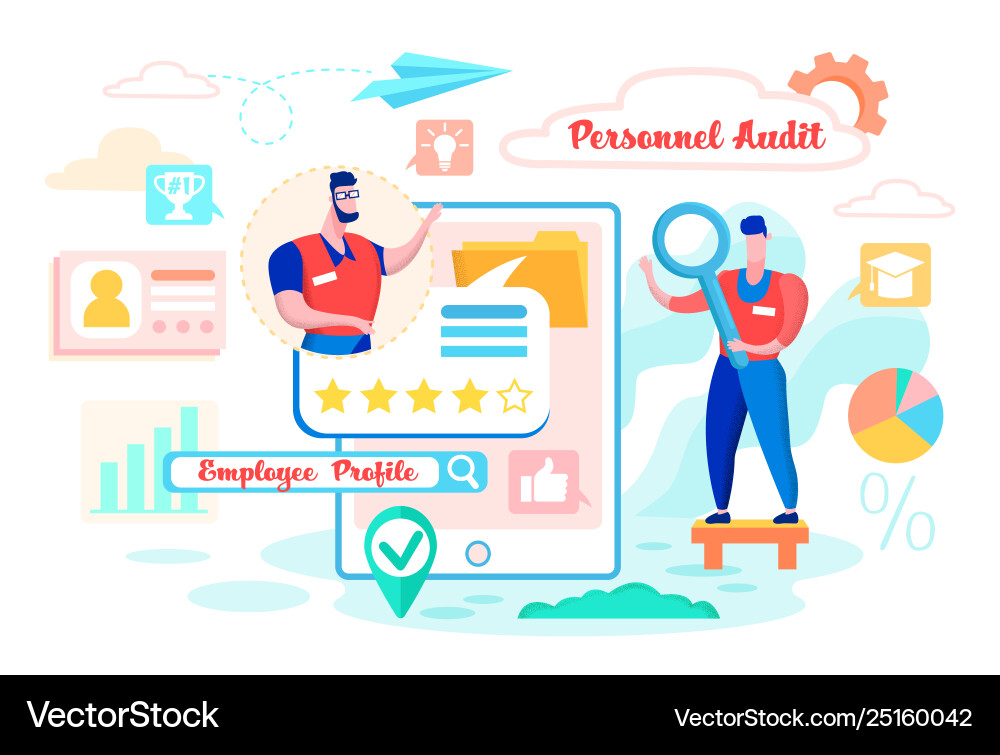 Personeel audit employee profile cartoon flat Vector Image