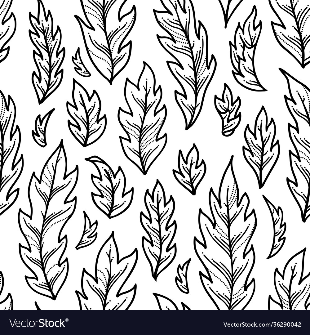 Seamless linear pattern leaves Royalty Free Vector Image