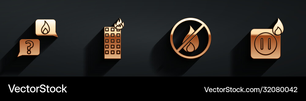 Set phone with emergency call 911 fire in burning Vector Image