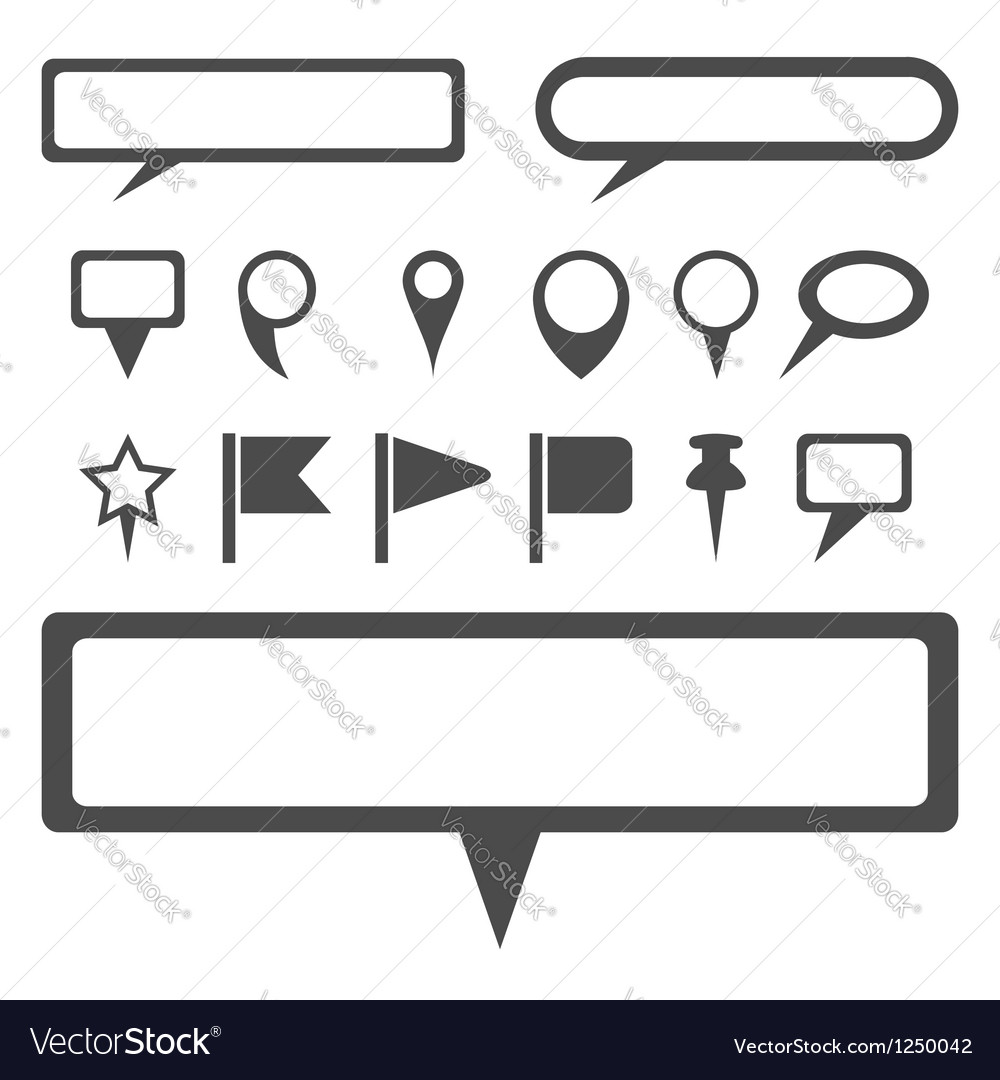 Simple gray map markers set Royalty Free Vector Image