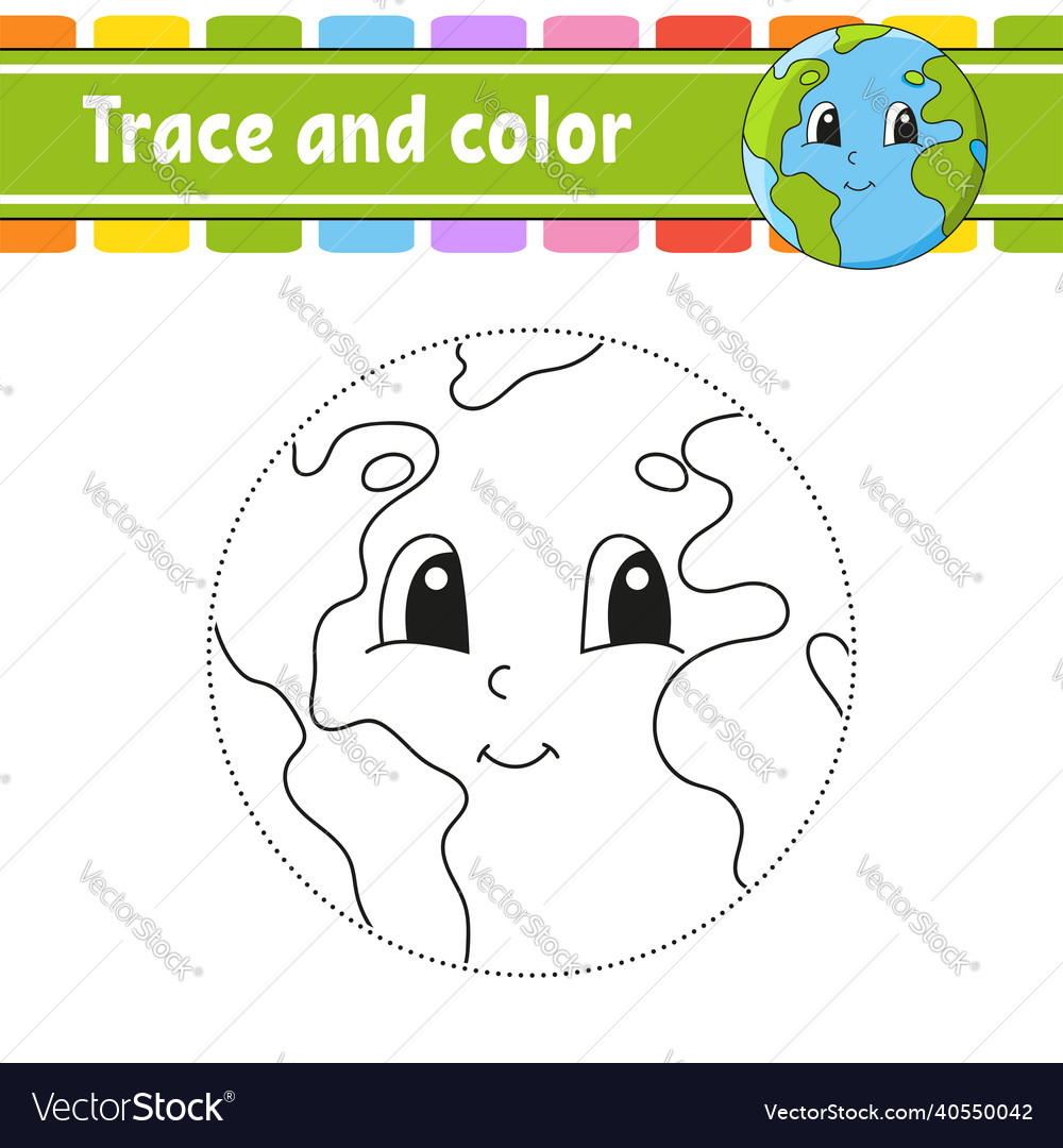 Trace and color coloring page for kids Royalty Free Vector