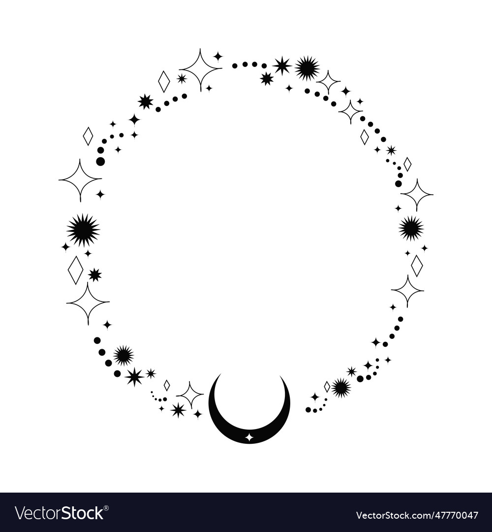 Celestial esoteric frame mystic line border Vector Image