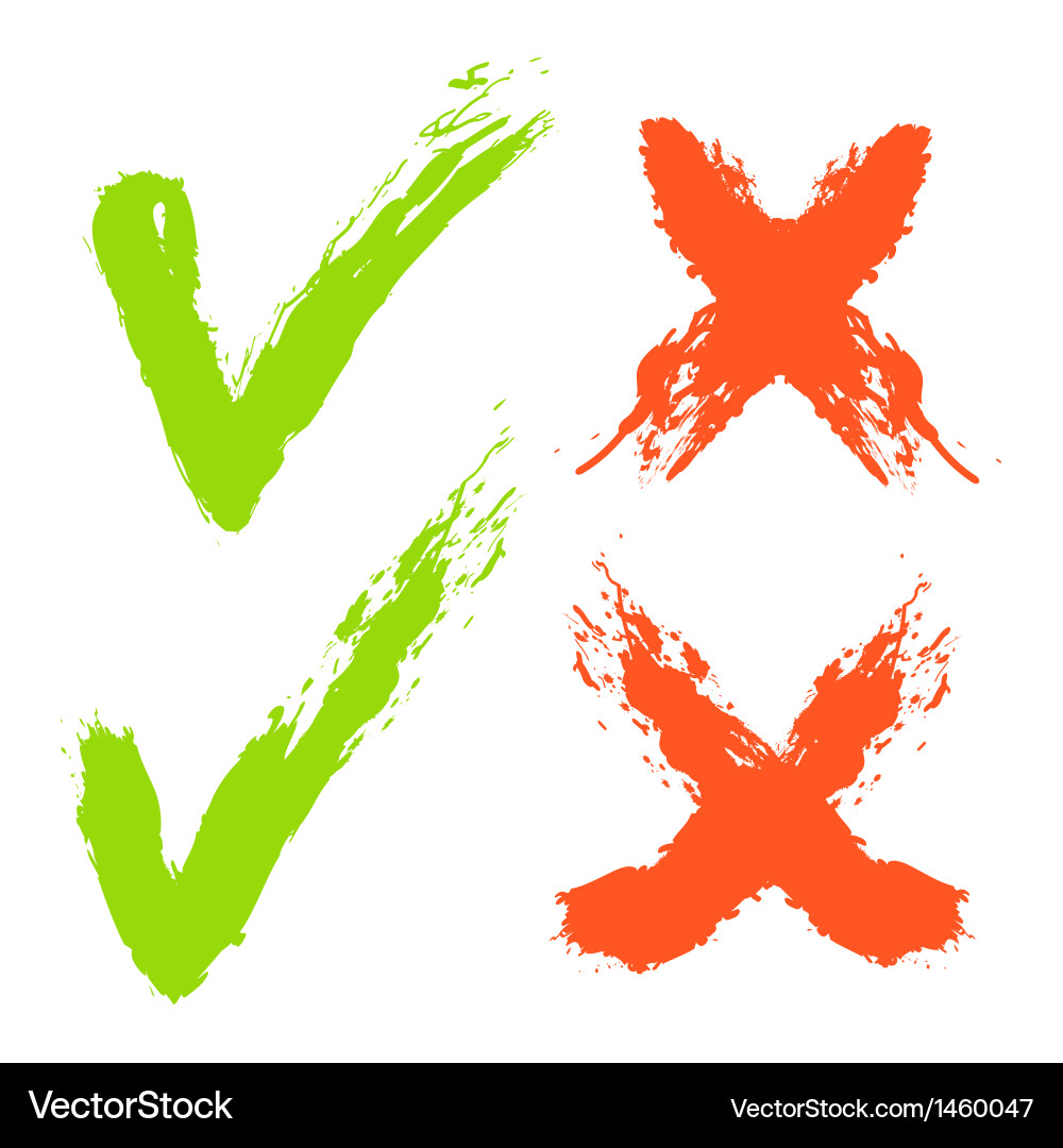 Collection of colorful painted check marks Vector Image