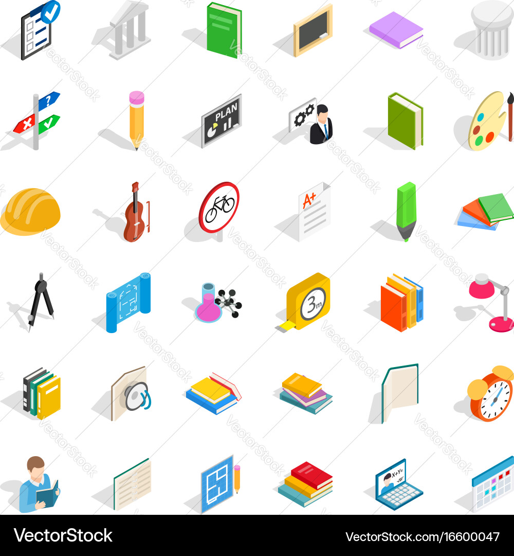 College student icons set isometric style Vector Image
