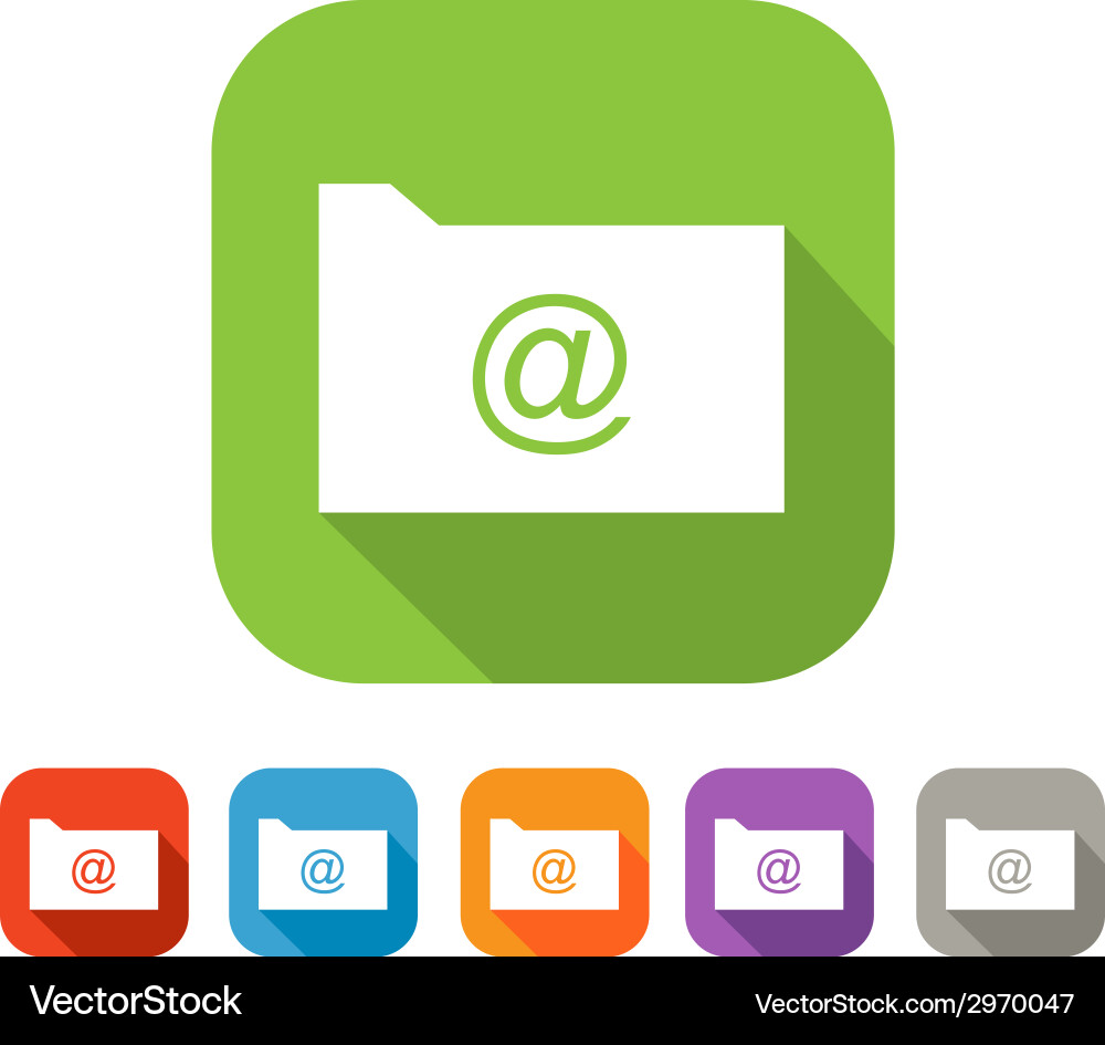 Color set of flat folder with mail sign Royalty Free Vector