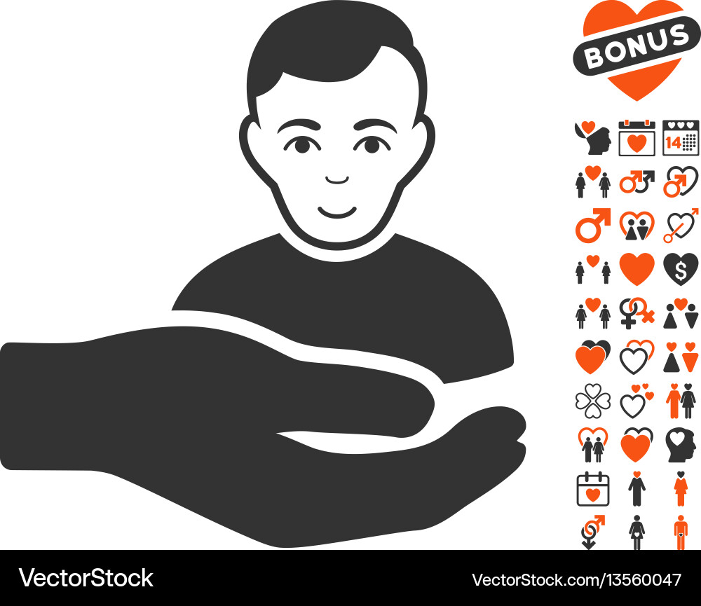 Customer support hand icon with love bonus Vector Image