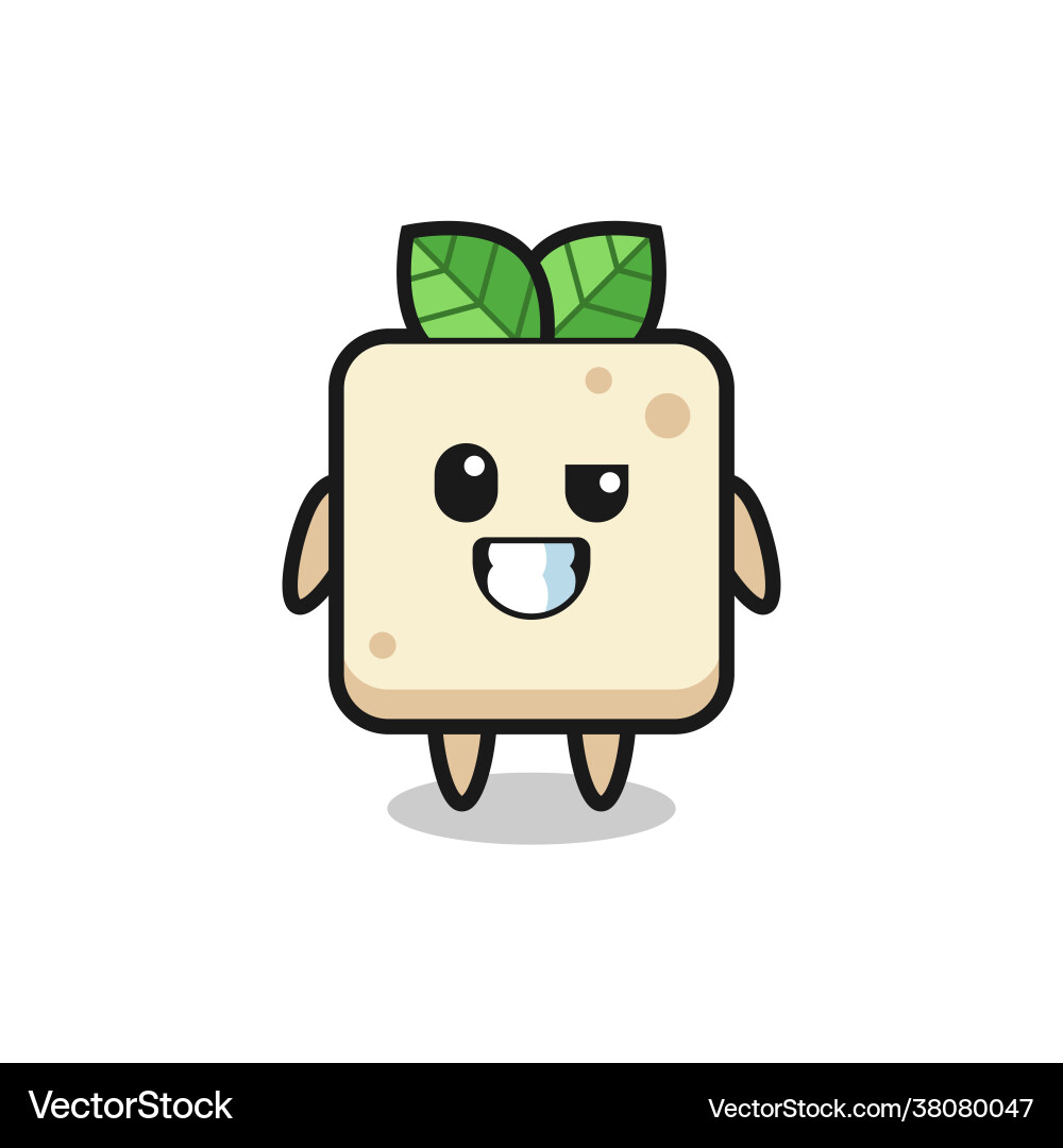 Cute tofu mascot with an optimistic face Vector Image