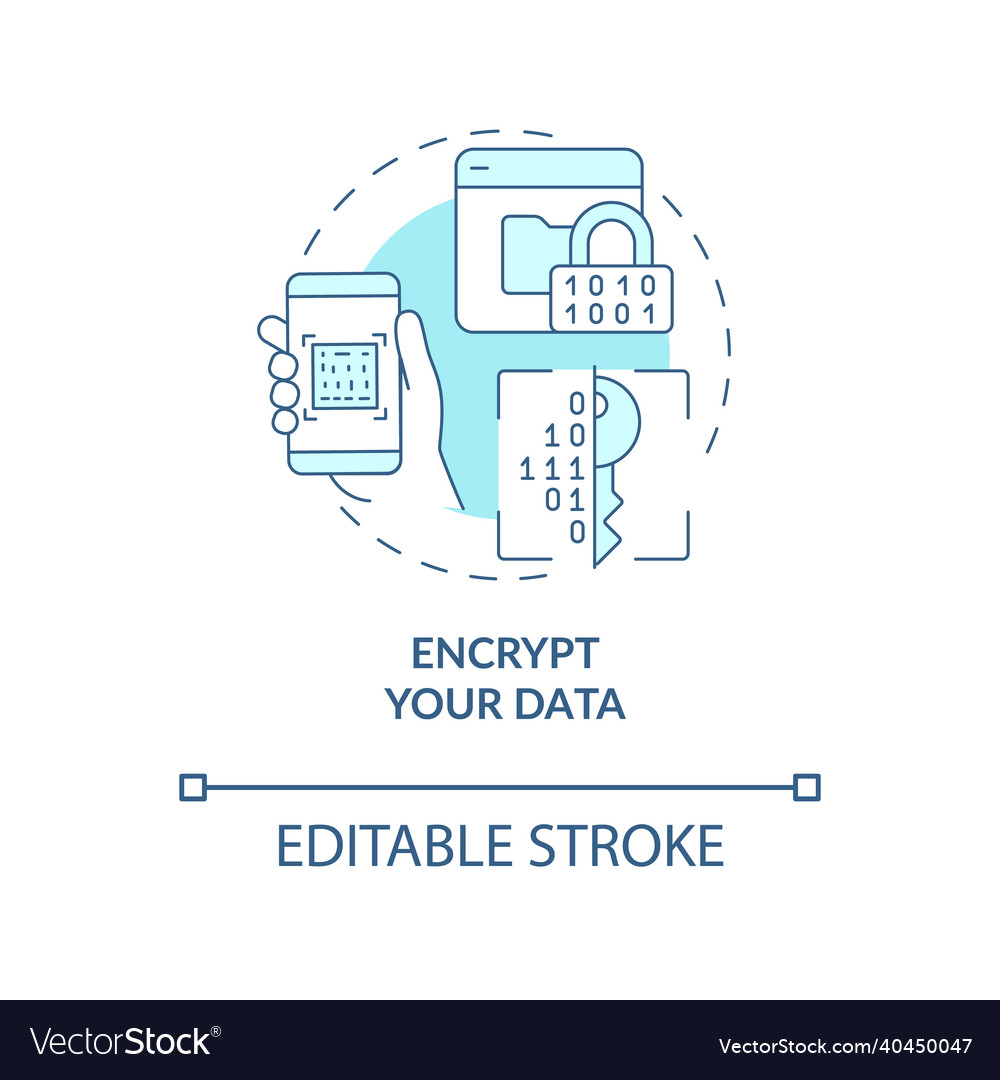 Data encryption safety method concept icon Vector Image