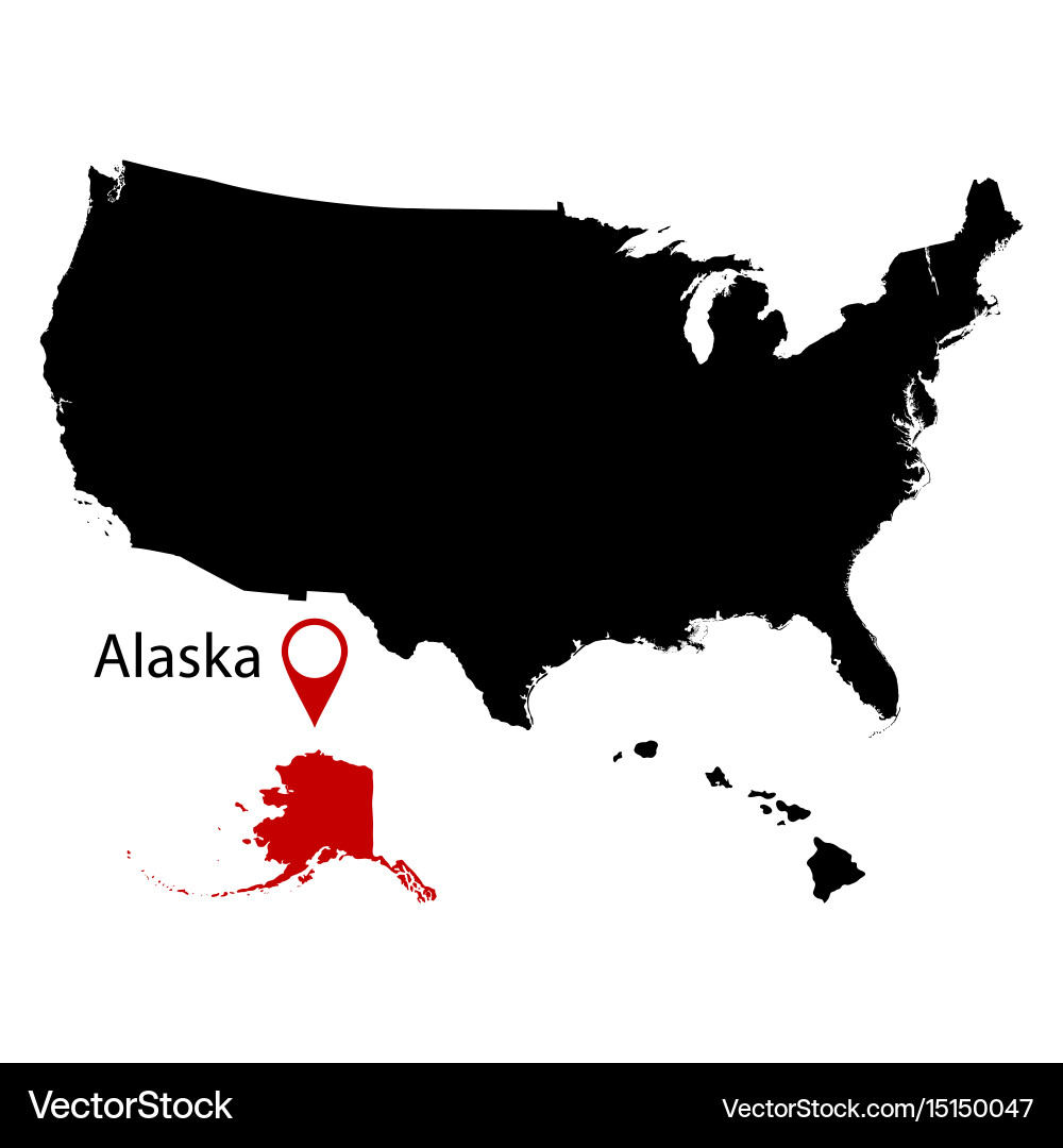 Map of the us state alaska Royalty Free Vector Image