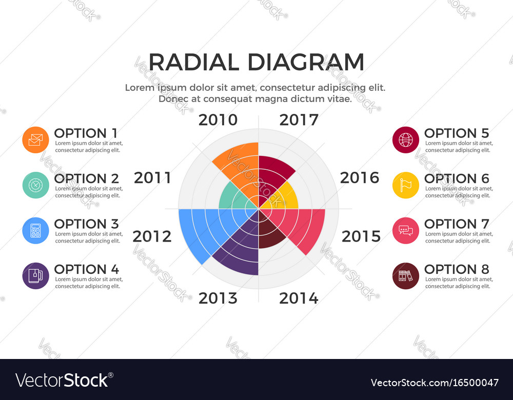Radial diagram infographic element Royalty Free Vector Image