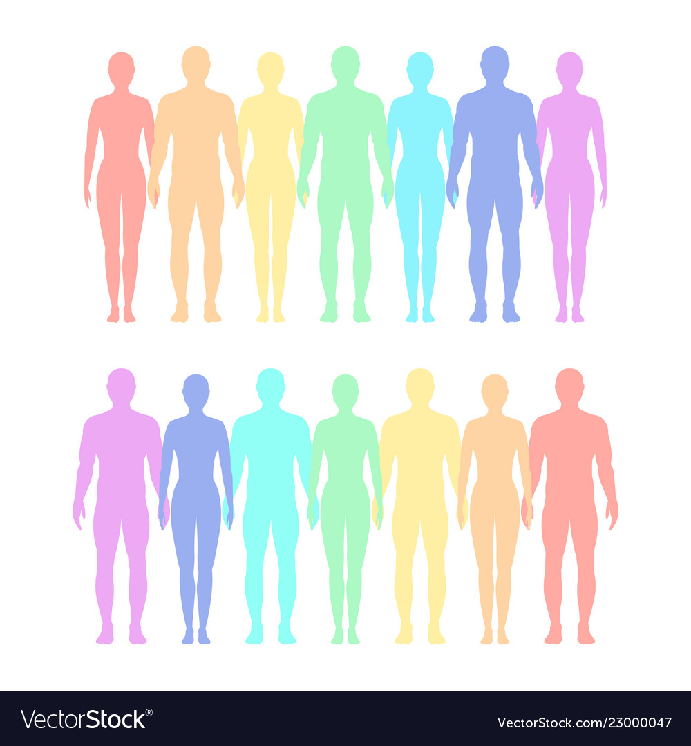 Rainbow Of Silhouettes Men And Women Flat Vector Image