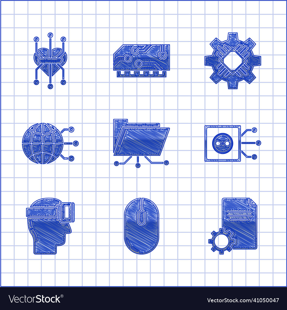 Set folder and lock computer mouse file document Vector Image Set folder and lock computer mouse file document Vector Image