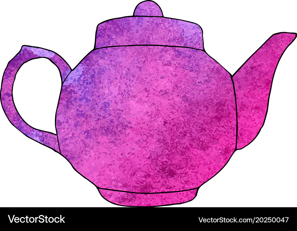 Watercolor hand drawn teapot Royalty Free Vector Image