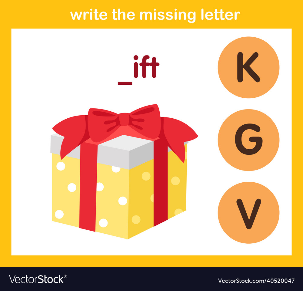 Write the missing letter Royalty Free Vector Image